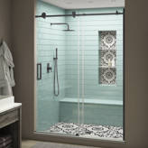 Aston Coraline XL 68" W x 80" H Single Sliding Frameless Shower Door | Wayfair